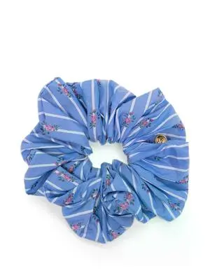 Etro Floral Print Striped Scrunchie - Blue