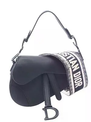 Dior Mini Leather Saddle Bag - Black