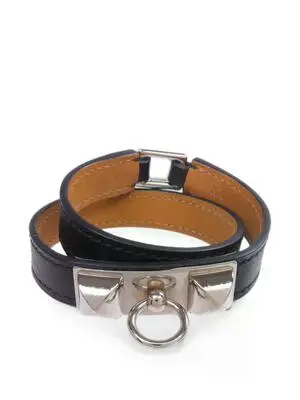 Hermès 2013 Rivale Double Tour Calf Leather Bracelet - Silver