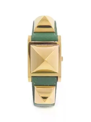 Hermès Médor 23mm Studded Leather Strap Watch - Gold