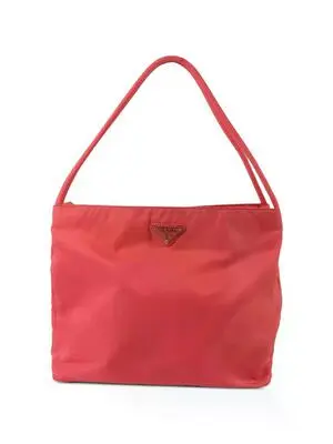 Prada Enamel Triangle Logo Handbag - Red