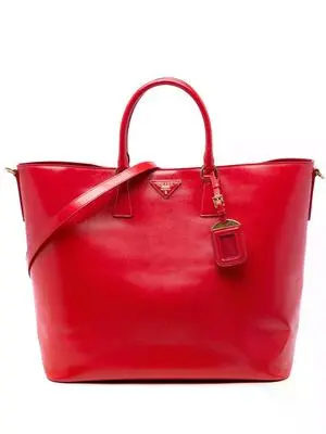 Prada Saffiano Vernice Convertible Tote Satchel - Red