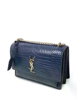 Saint Laurent Sunset Crocodile-effect Shoulder Bag