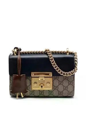Gucci Gg Supreme Padlock Crossbody Bag - Neutrals