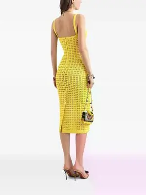 Dolce & Gabbana Sleeveless Crochet Bustier Dress - Yellow