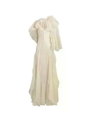 Alberta Ferretti Floral Ruffled Maxi Dress - White