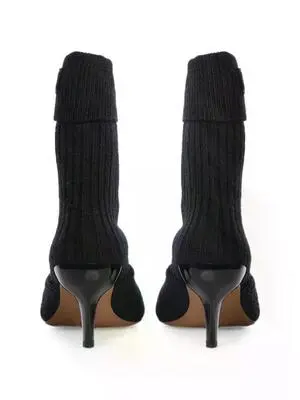 Chloé Ribbed Knit Ankle Boots With Knot Detail - Black