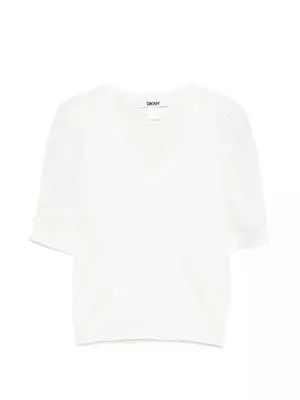 Dkny V-neck Puff-sleeve Top