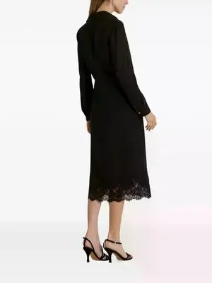 Alberta Ferretti Lace Trim Wrap Midi Dress