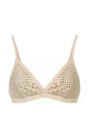 Pinko Crystal-embellished Triangle Bra - Neutrals