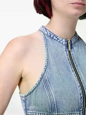 Armani Exchange Halterneck Maxi Dress With Zip Front - Blue