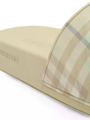 Burberry Check Pattern Sliders - Neutrals