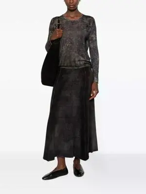 Avant Toi Distressed V-neck Long Sleeve Sweater - Grey
