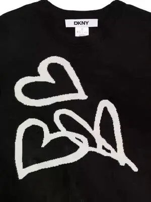 Dkny Heart Intarsia Knit Short-sleeve Top