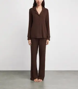 SKIMS Soft Lounge Ribbed Pyjama Set - Brown