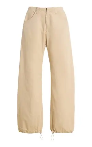 EB DENIM Wide-leg Cotton Pants With Cinched Hem - Neutral