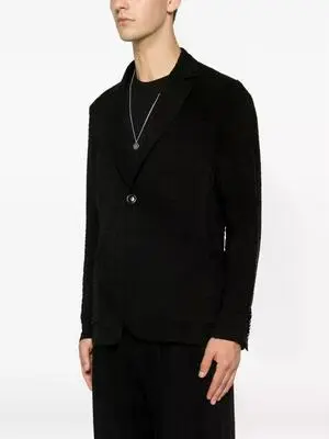 Giorgio Armani Textured Single-breasted Blazer - Black