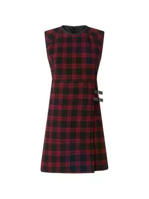 Pinko Checked A-line Midi Dress - Red