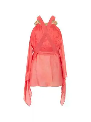 Alberta Ferretti Bead-embellished Halterneck Blouse