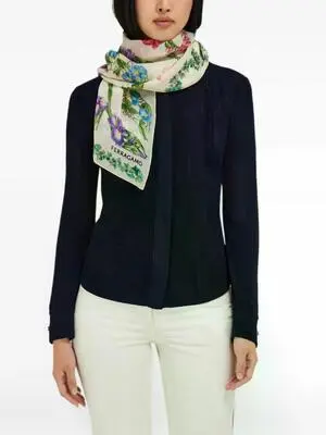 FERRAGAMO Eden Shoes-print Silk Scarf