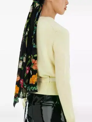 FERRAGAMO Eden Shoes-print Silk Scarf - Black