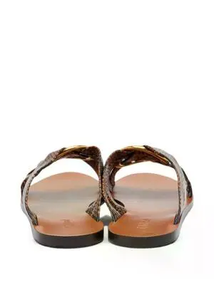 Chloé Lauren Python-embossed Flat Sandals - Brown