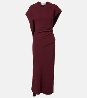 Victoria Beckham Draped Cady Midi Dress - Burgundy