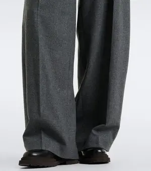 Brunello Cucinelli Pleated Wool And Cashmere Wide-leg Trousers