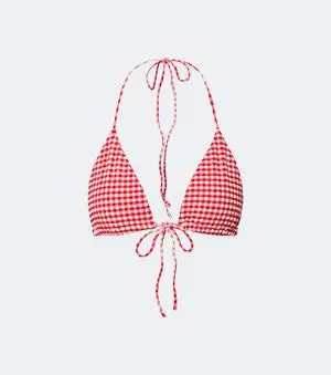 MONTCE Emma Gingham Seersucker Bikini Top - Red