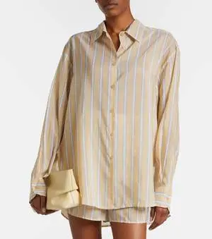 THE FRANKIE SHOP Peri Striped Twill Shirt - Beige