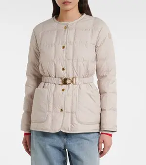 Moncler Cygnus Quilted Down Jacket With Detachable Fur Collar - Beige