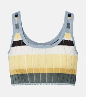 Alaïa Striped Knitted Crop Top - Multicoloured