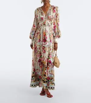 Camilla Floral Silk Satin Maxi Dress