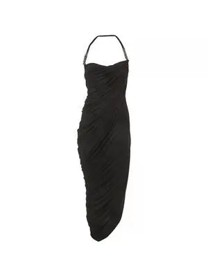 CHATS BY C.DAM One-shoulder Draped Midi Dress - Black