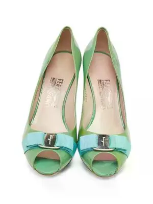 FERRAGAMO Vara Bow Peep Toe Pumps