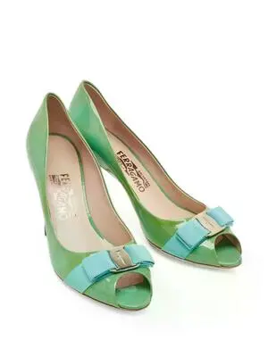 FERRAGAMO Vara Bow Peep Toe Pumps