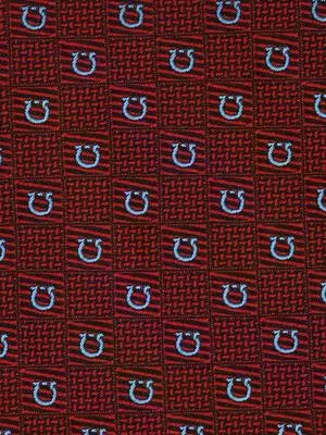 FERRAGAMO Gancini Silk Jacquard Neck Tie - Red