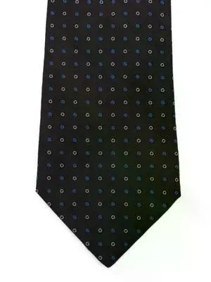 Canali Geometric-pattern Silk Neck Tie - Brown