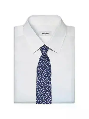 FERRAGAMO Charlie-print Silk Tie - Blue