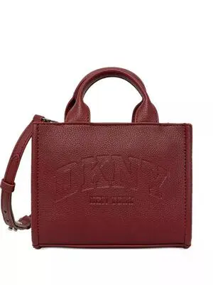 Dkny Logo-debossed Grained Leather Mini Tote Bag - Red