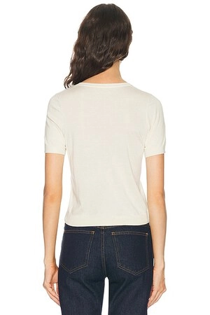 Renggli Silk Cashmere V-neck Knit Tee - Ecru