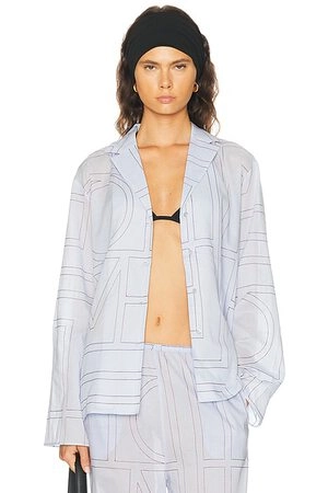 TOTEME Monogram Cotton Blend Pj Top - Sky