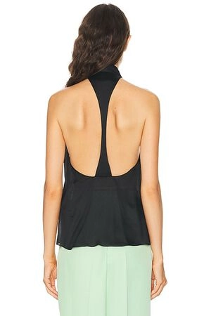 TOM FORD Monogram Silk Chiffon Halterneck Lavalliere Top - Black