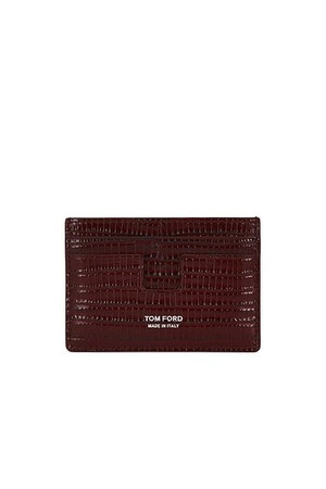 TOM FORD Printed Tejus T Line Classic Card Holder - Ruby Red