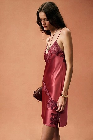 BY MALENE BIRGER Verana Satin Dress With Lace Trim