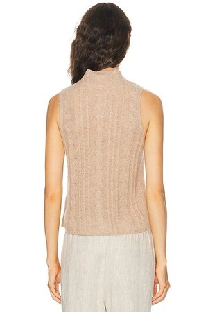 Sablyn Salvia Sleeveless Cable Turtleneck Sweater