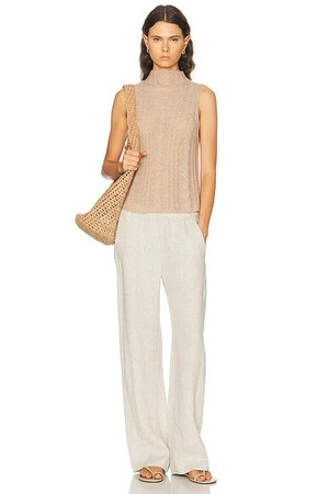 Sablyn Salvia Sleeveless Cable Turtleneck Sweater