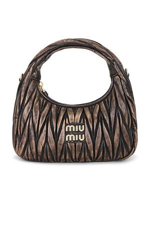 Miu Miu Wander Hobo Bag In Matelassé Nappa Leather - Caffe