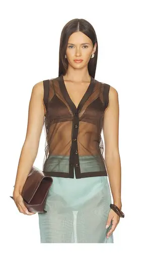 Renggli Sheer Knit Waistcoat - Brown