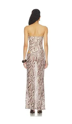 Superdown Kensington Strapless Zebra Print Maxi Dress